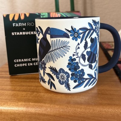 FARM RIO + Starbucks Blue White Ceramic Mug New 2025 | eBay