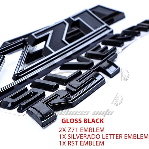 4x 2019-2024 Gloss Black For Silverado RST Z71 Emblem Letter Nameplate ...