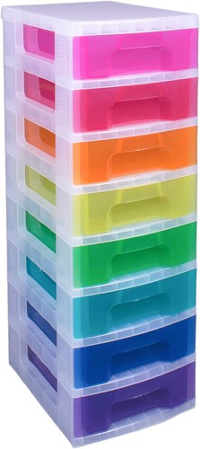 Really Useful Plastic Storage Box Tower 8 x 7 Litre, Clear/Rainbow | eBay