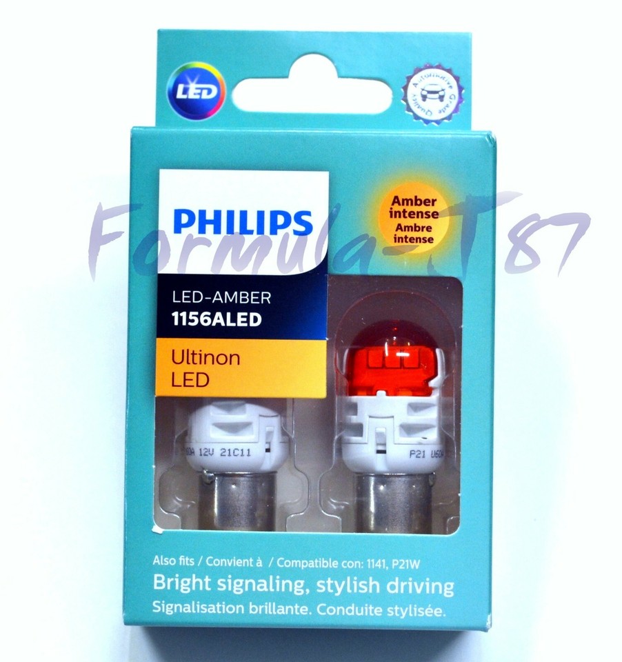 Philips Ultinon LED Light 1156 Amber Orange Two Bulbs Rear Turn Signal ...