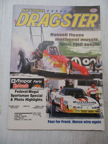 NATIONAL DRAGSTER MAGAZINE JUNE 5, 1998 DARRELL RUSSELL MOPAR PART ...