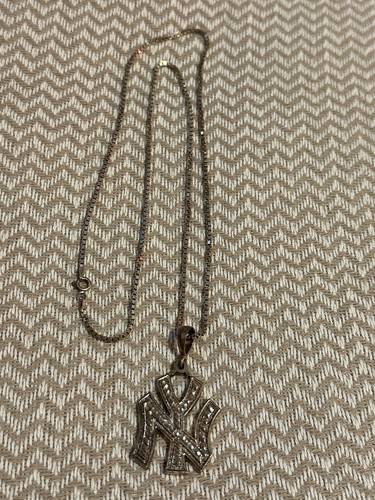 Sterling Silver - NEW YORK Diamond-CUT NY Yankees Baseball Necklace ...