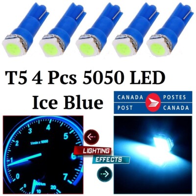 4x T5 Ice Blue 1-SMD 5050 Car Dashboard Lights Gauge Cluster LED Bulbs ...