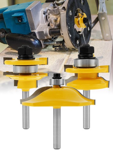 3Pcs 1/4" Shank Router Bit Set Raised Panel Router Bit Cabinet Door☸ ...