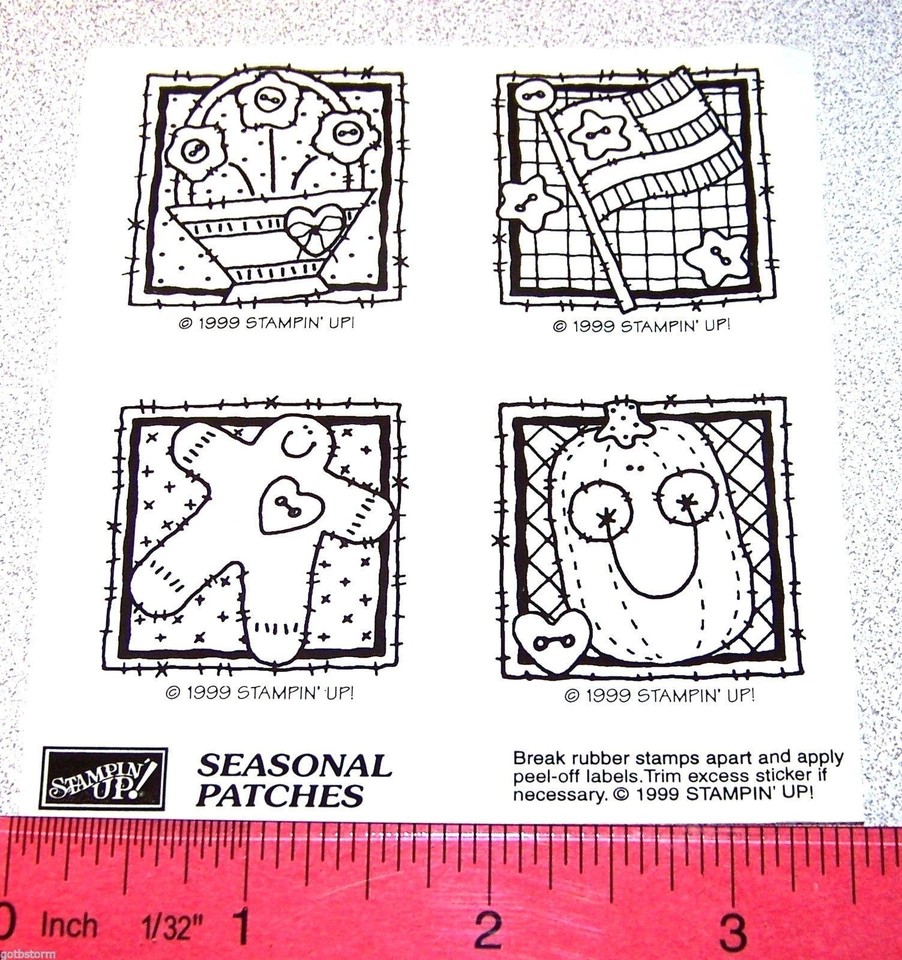 Stampin Up Seasonal Patches Rubber Wood Stamps Holidays Pumpkin Flag ...