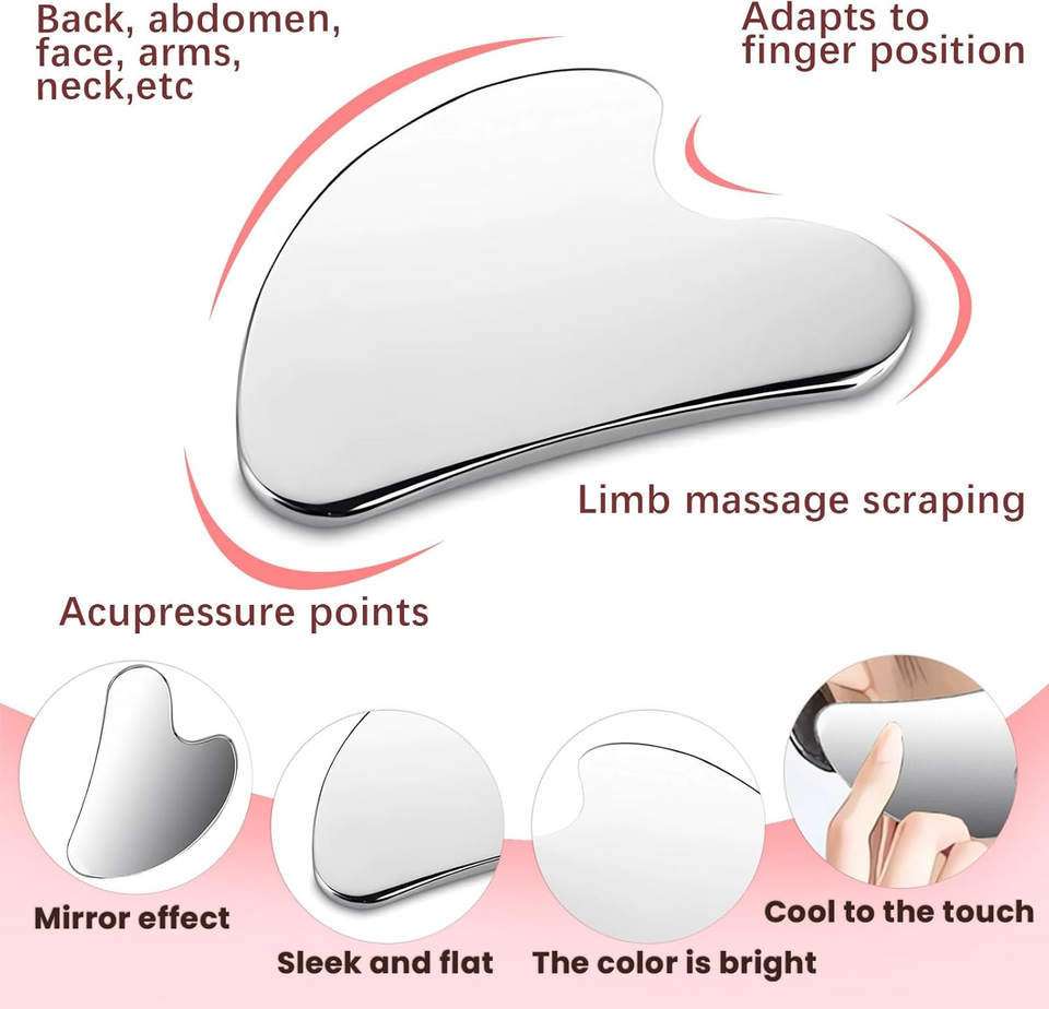 Set Di Gua Sha in Acciaio Inox, Massaggiatore Viso E Collo, Riduce Il ...