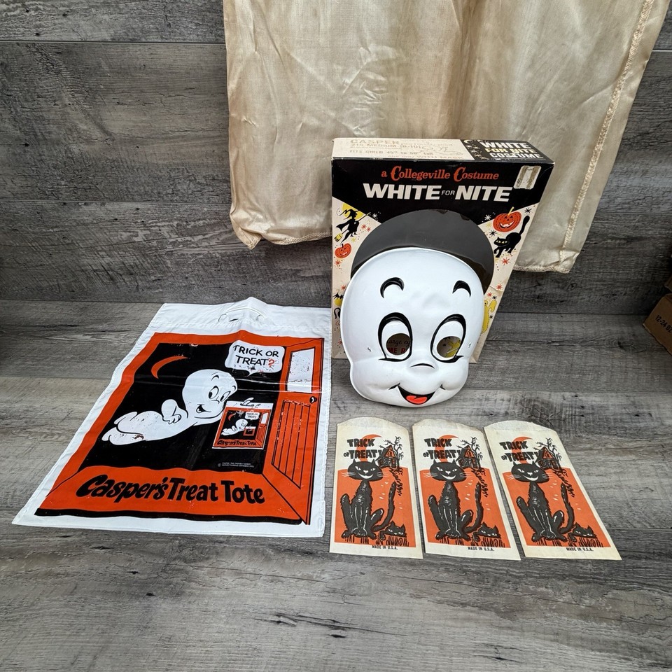 Vintage Collegeville Casper The Friendly Ghost Halloween Costume Mask W ...