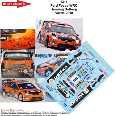 DECALS 1/43 REF 1311 FOCUS WRC SOLBERG RALLYE DE SUEDE SWEDISH RALLY ...