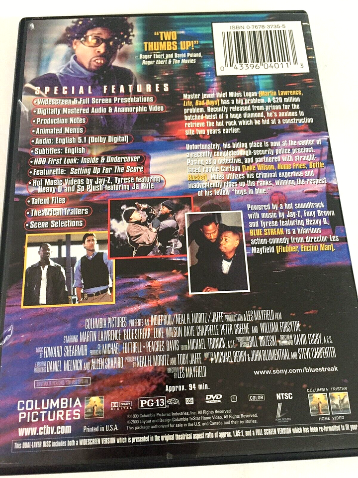 Blue Streak Special Edition DVD Martin Lawrence Ships Same Day With ...