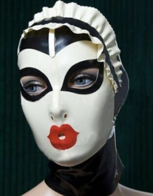 Latex Hood Rubber Mask Gummi 0.4mm with Lace Trim Cosplay Party Wear ...