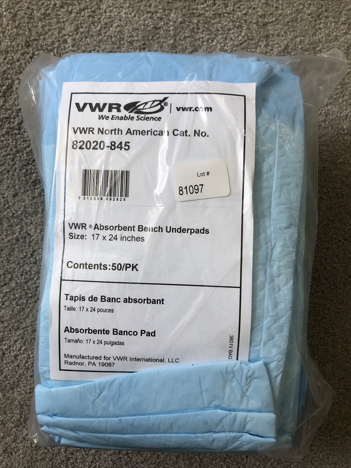 VWR® Absorbent Underpads with Waterproof Moisture Barrier Pack of 50 GS ...