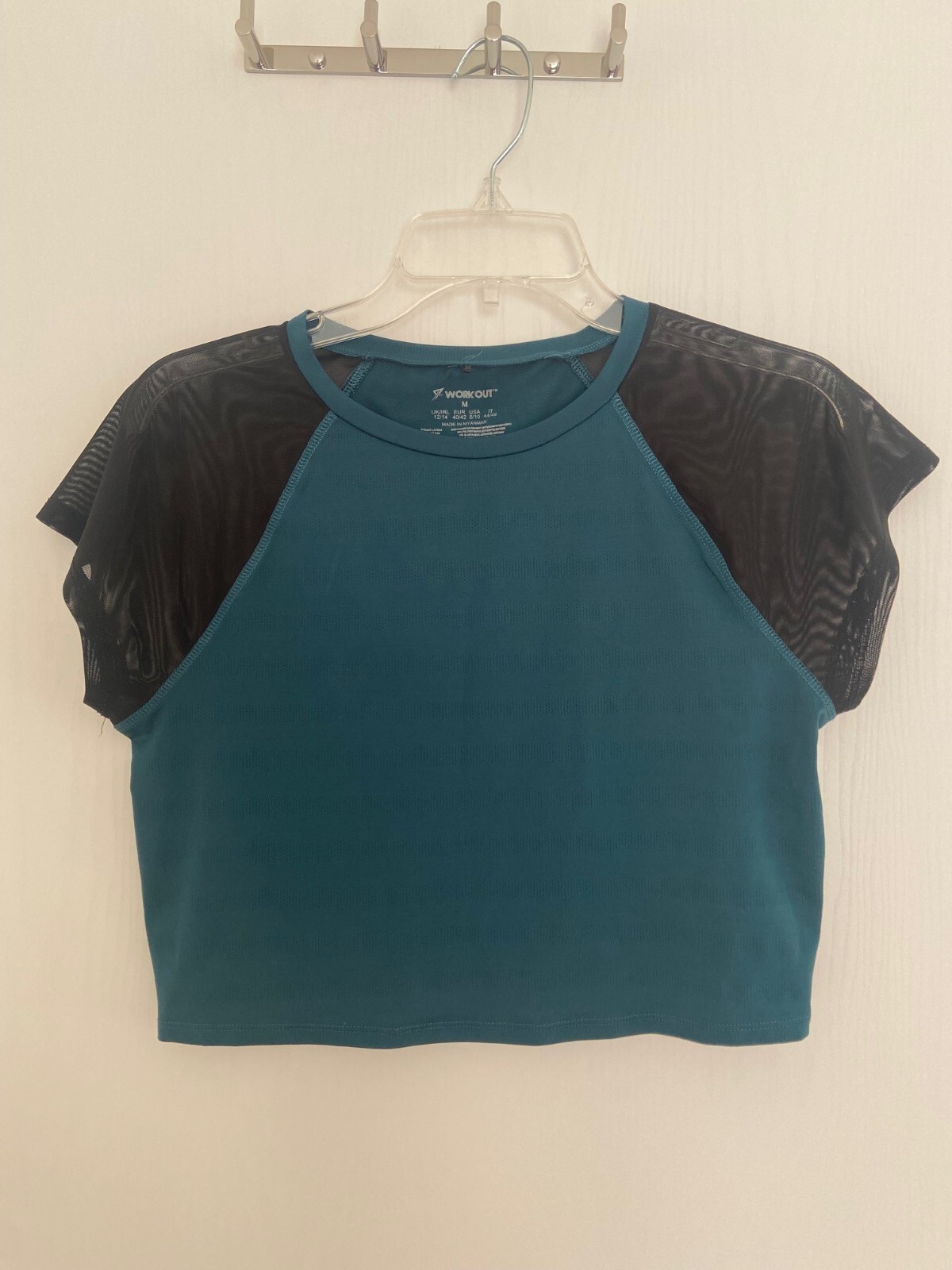 Primark Workout Active Wear Gym Fitness Teal Green Cop Top Mesh Size UK ...