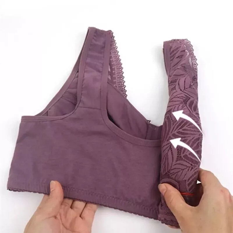 Ladies Front Fastening Bra Non Wired Non Padded Soft Stretch Sports Bra ...