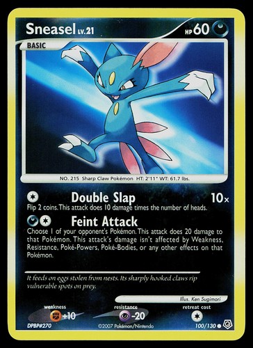 Pokemon Card - Sneasel Diamond and Pearl 100/130 Common Reverse Holo | eBay