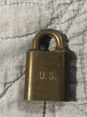 Vintage Corbin WWII US ARMY Push Brass Padlock Original Numbered 2199 ...