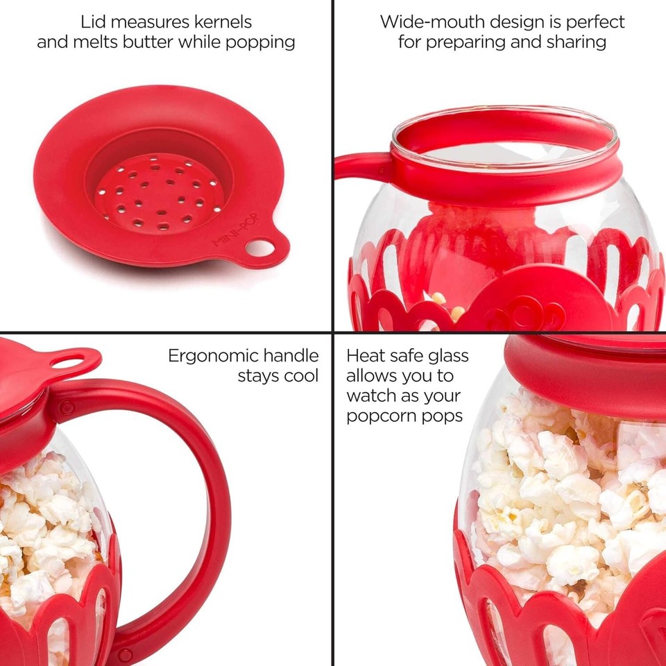 Effortless Gourmet Popcorn: BPA-Free 3-Quart Glass Popper with Melting ...