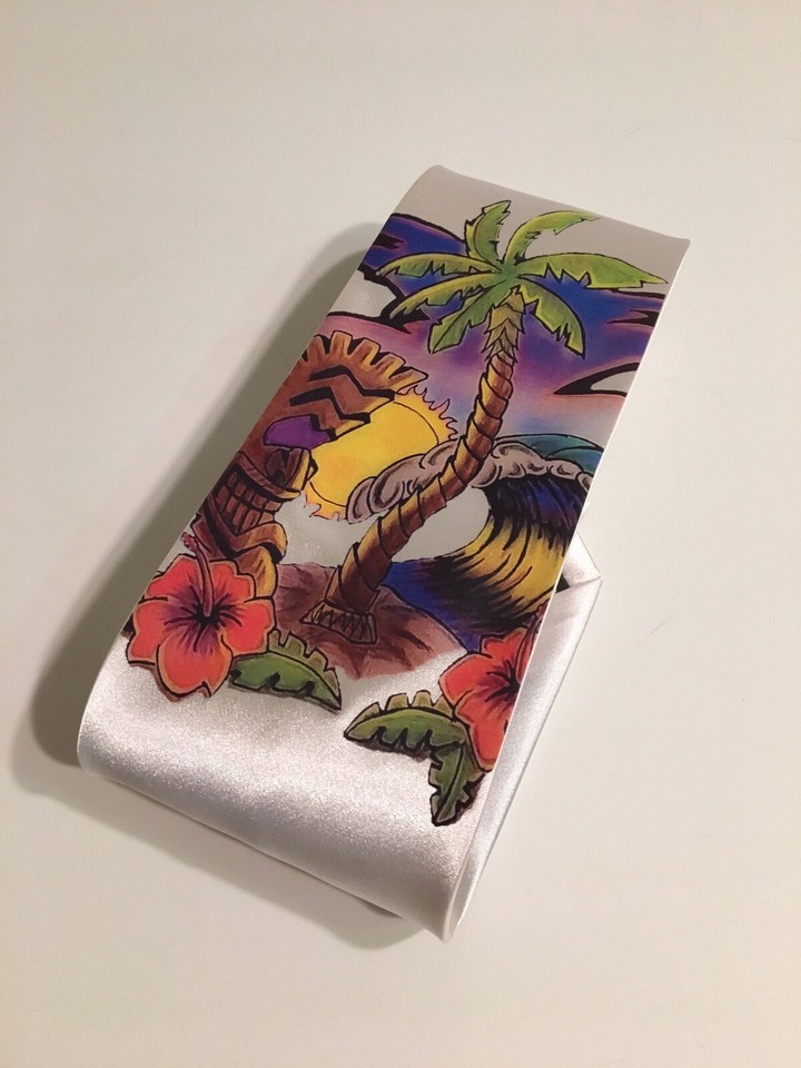 Hawaiian Necktie, Tiki, Waves, Palms, Unique And Cool Artsy Tie, One Of ...