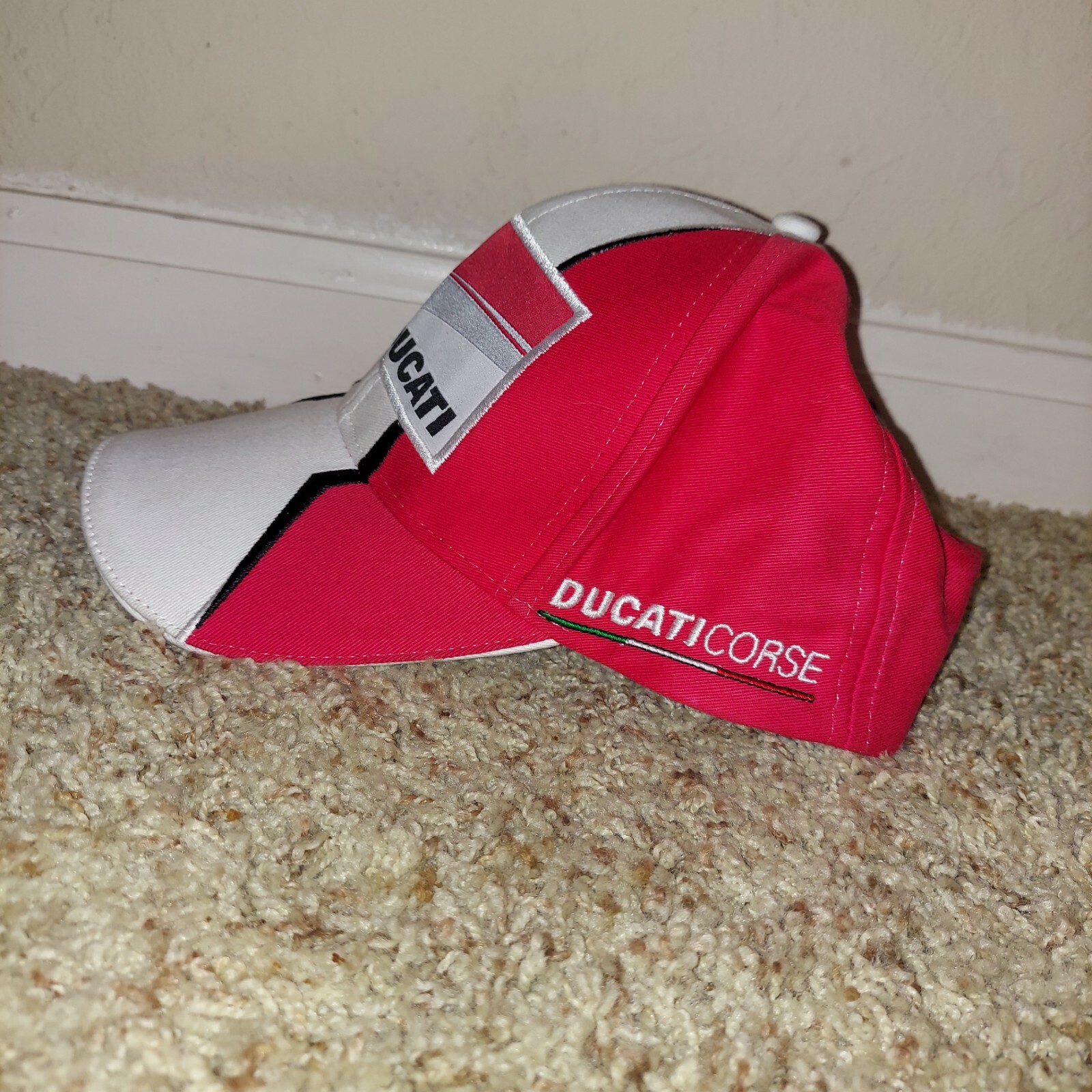 Ducati Corse Red and White Embroidered Cap Hat With R… - Gem