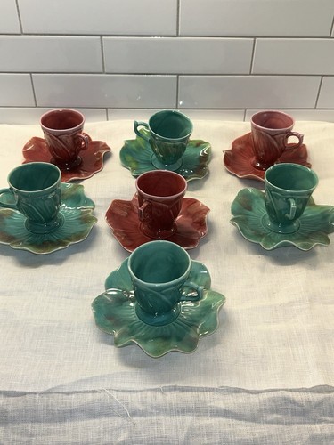 7 California DORIS SUMAN Pottery Petalware Vtg 40s Sierra Madre Cups ...