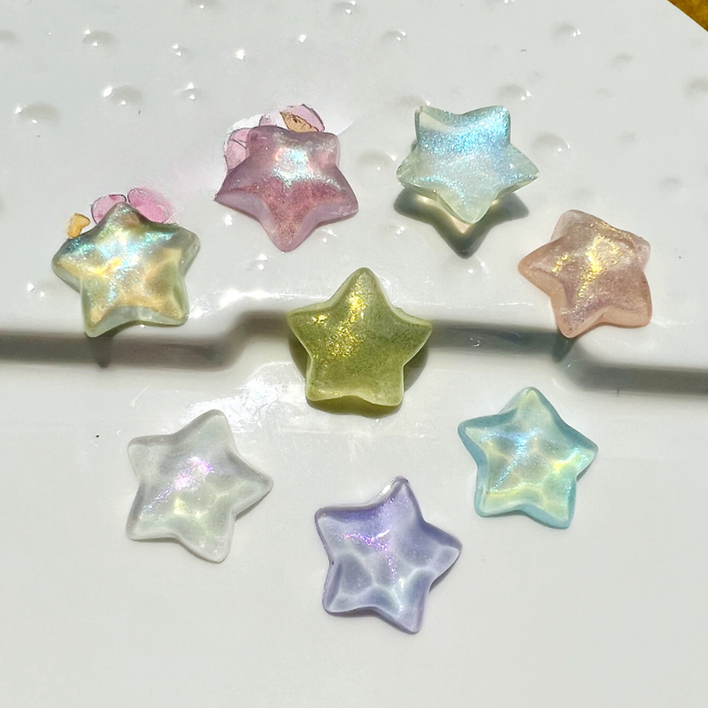 100PCS Resin Glitter Star 22mm for Headdress Accessories DIY Cup Shoes ...