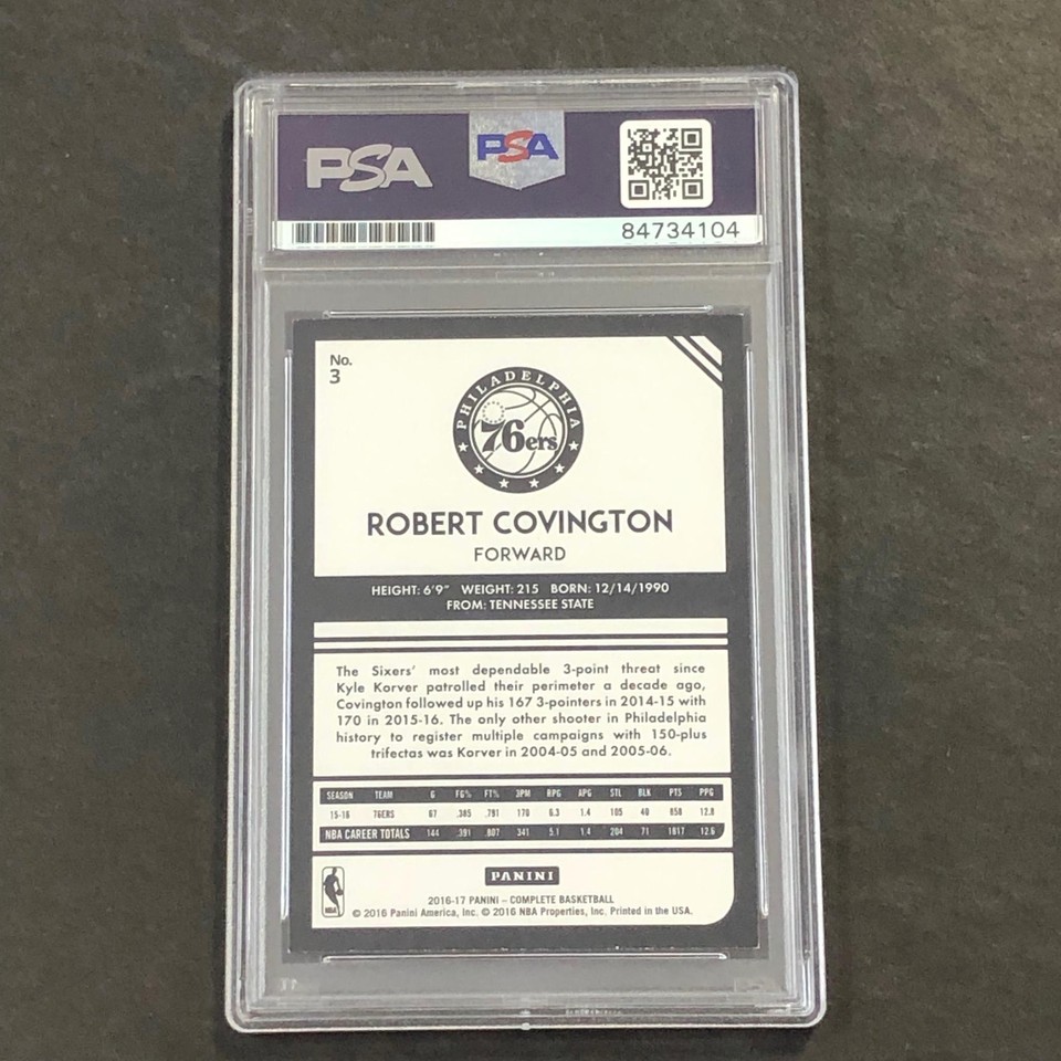 2016-17 Panini Complete #3 Robert Covington Signed Card AUTO 10 PSA ...