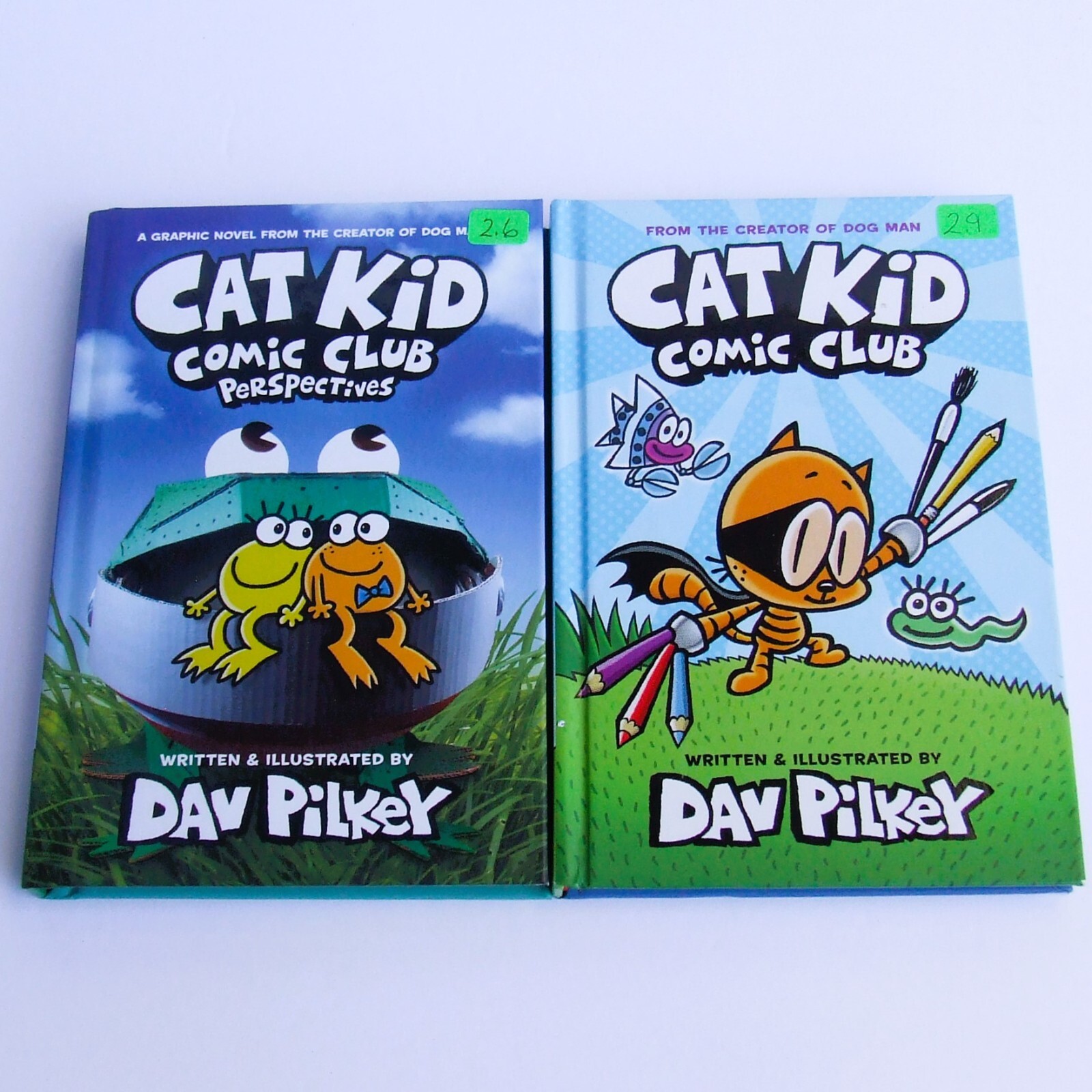 Lot of 2 Cat Kid Comic Club Book Graphic HC Novel by Dav Pilkey AR 2.6 ...