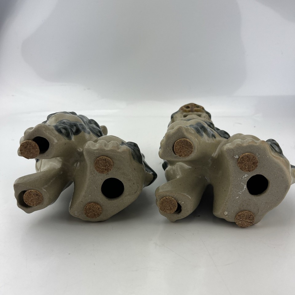 Set Of 2 Shisa Dogs Chinese Mini Ceramic Foo Sitting Dogs Lions Vintage ...