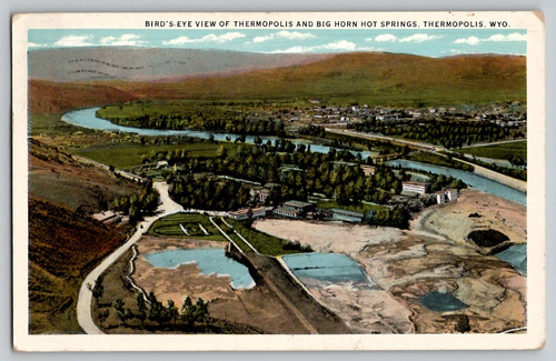 1934 Aerial View Thermopolis Big Horn Hot Springs WY Wyoming Vintage ...