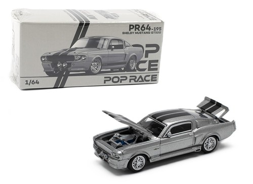 Pop Race 1:64 1967 Ford Shelby Mustang GT500 Grey/Black Diecast Car ...