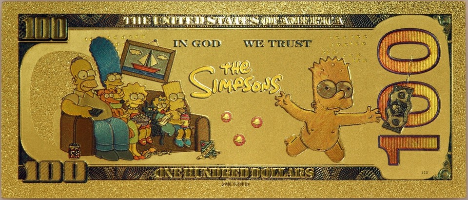 Lot of 5 The Simpsons Homer Bart Lisa Marge Maggie Gold Foil Notes Set ...