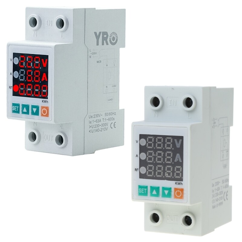 Digital Energy- Meter LED Display KWH Meter Over/Under- Voltage ...