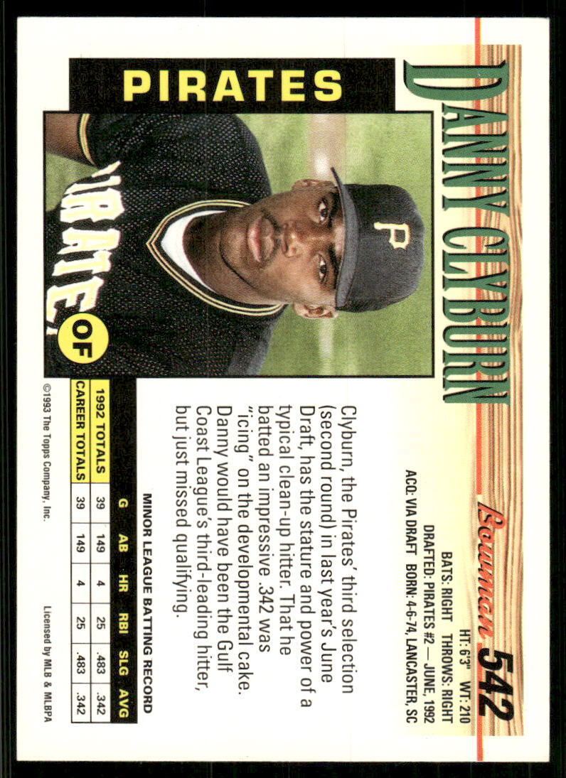 1993 Bowman #542 Danny Clyburn | eBay