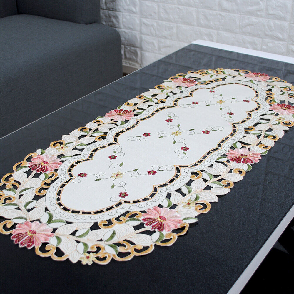 Oval Embroidered Tablecloths Small Table Runners Ideal for Coffee Table ...