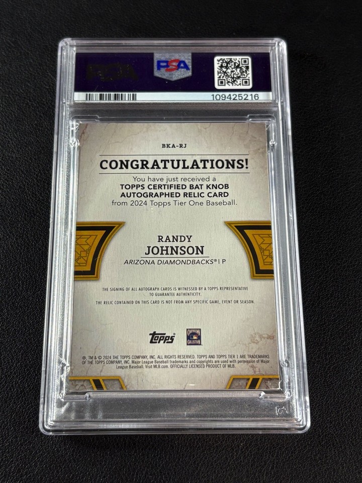 RANDY JOHNSON PSA 7 2024 TIER ONE GAME USED BAT KNOB AUTO 1/1 ...