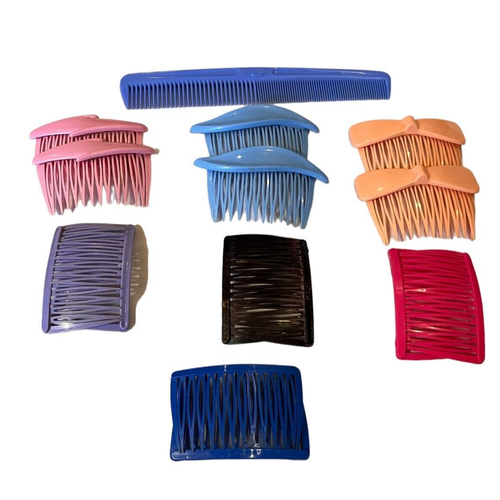 Lot 8 Vintage Goody Side Combs Hair Comb Red Blue Pink Orange Brown ...