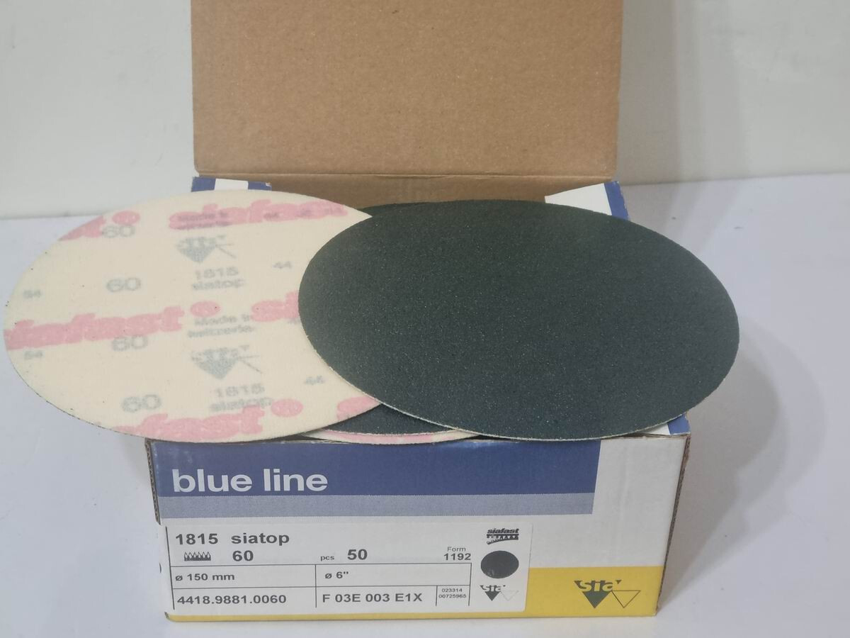 50x Sia Blue Line 1815 Abrasive 60 Grit 150mm Sanding sand Discs Velcr ...
