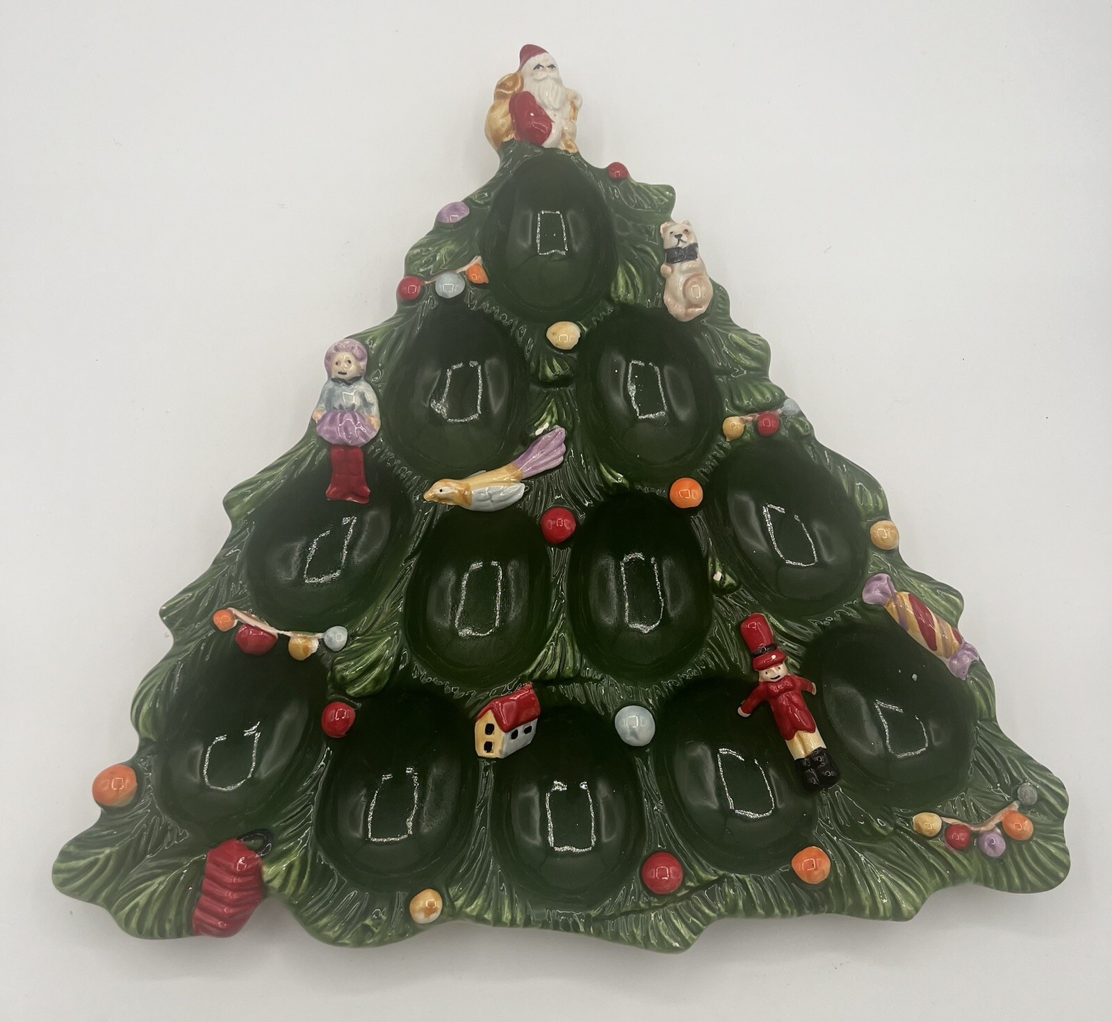 Vintage Spode Green Christmas Tree Deviled Egg Tray Dish Ceramic 12” | eBay