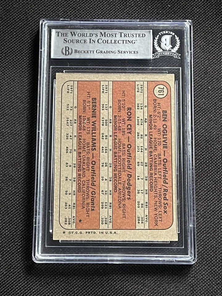 RON CEY 1972 TOPPS ROOKIE SIGNED AUTOGRAPHED CARD #761 HI# BECKETT BAS ...