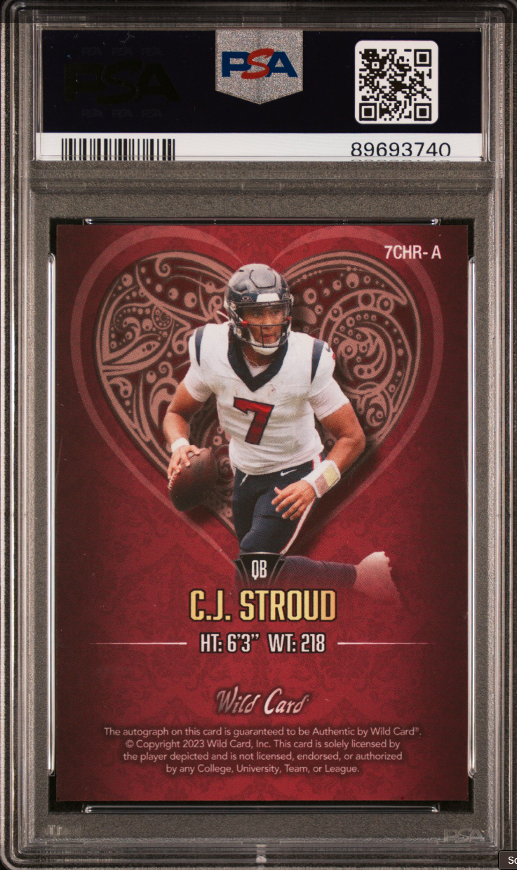2023 WILD CARD CJ STROUD AUTO 7 CARD STUDS SPARKLE BURGUNDY /3 PSA 10/9 | eBay.de