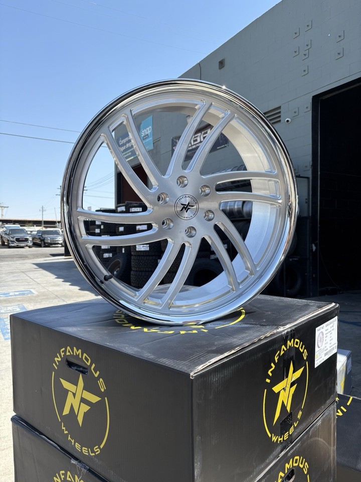 4-Infamous Racing Wheels CARRILLO Brush face/ Chrome Lip 5x127 22x9 ...