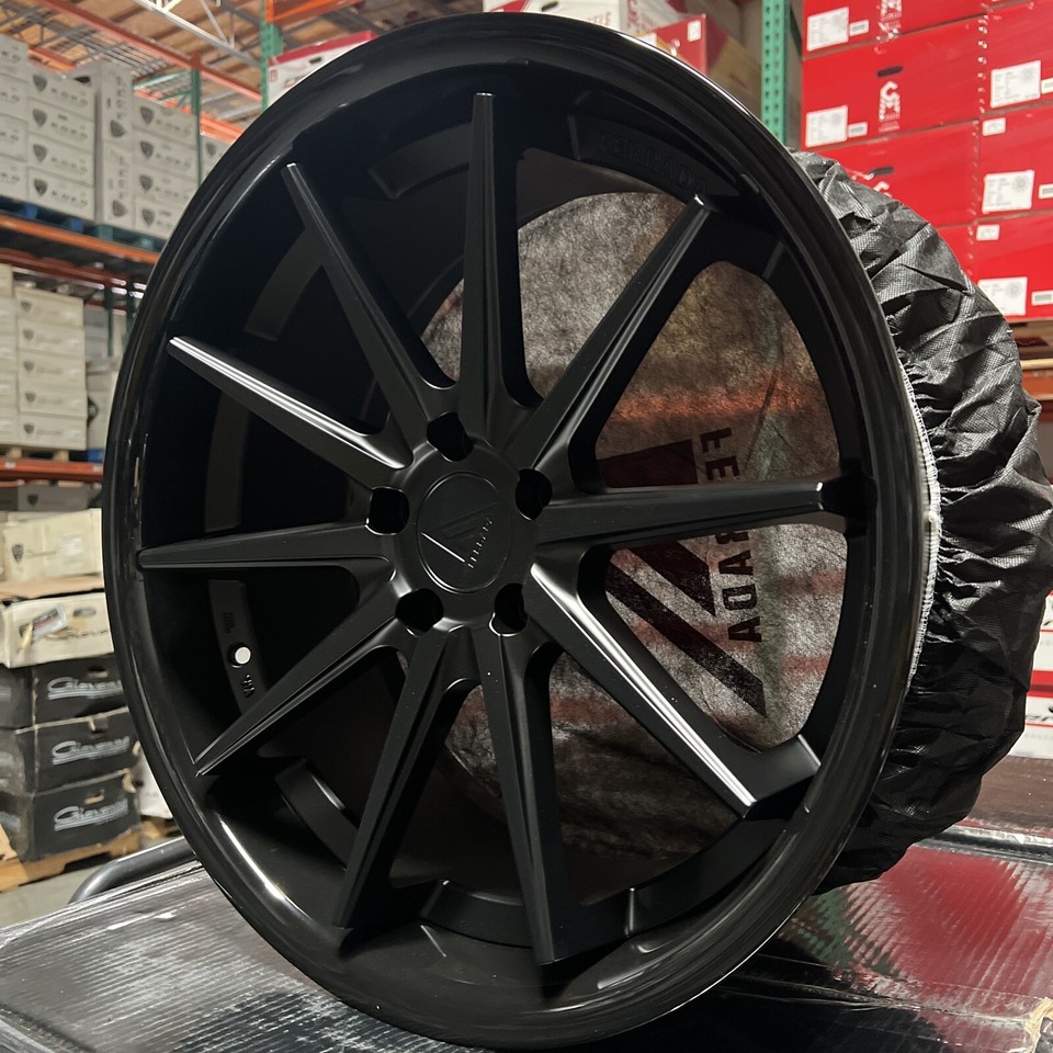 19" STAGGERED FERRADA FR4 MATTE BLACK GLOSS BLACK LIP(5X114.)Q50 ...