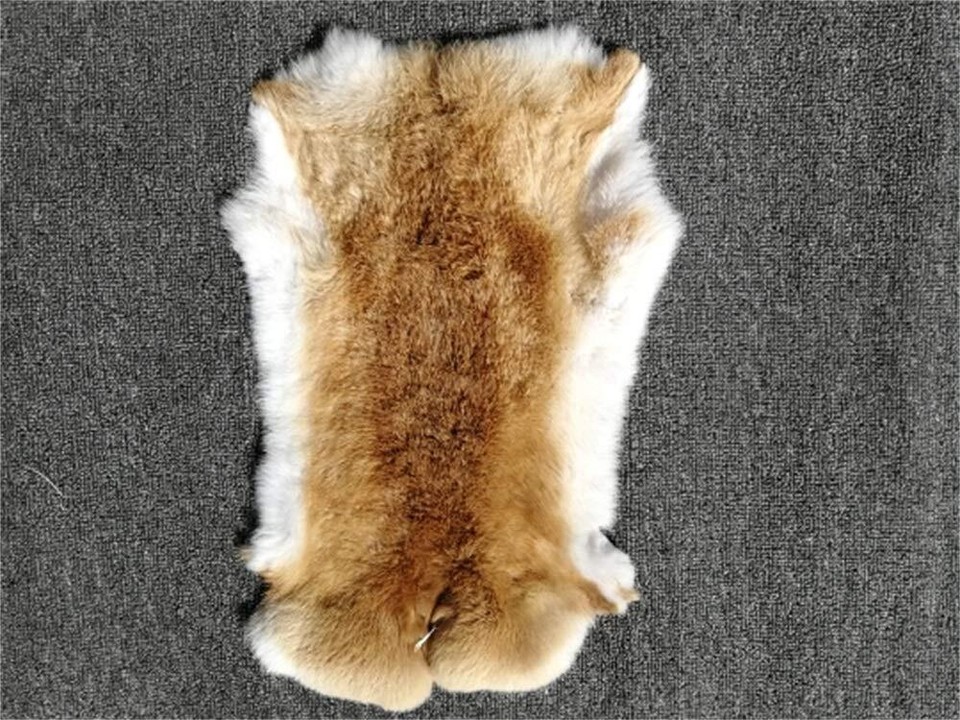 2PCS 10"x12" Natural Tanned Rabbit Fur Hides Yellow Tan & Gray for ...