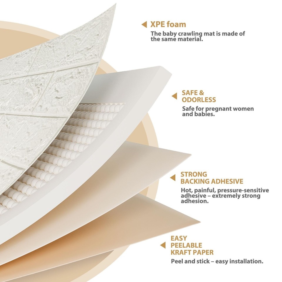 JOLOV 20 PCS 3D Wall Panels Peel and Stick - PE Foam DIY Self Adhesive ...