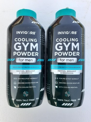 INVIGOR8 COOLING GYM POWDER FOR MEN, MENTHOL/BERGAMOT/CEDARWOOD, 100% ...