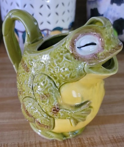 Vintage Frog Water Pitcher Ceramic Made in Japan 6" Handmade Painted | eBay