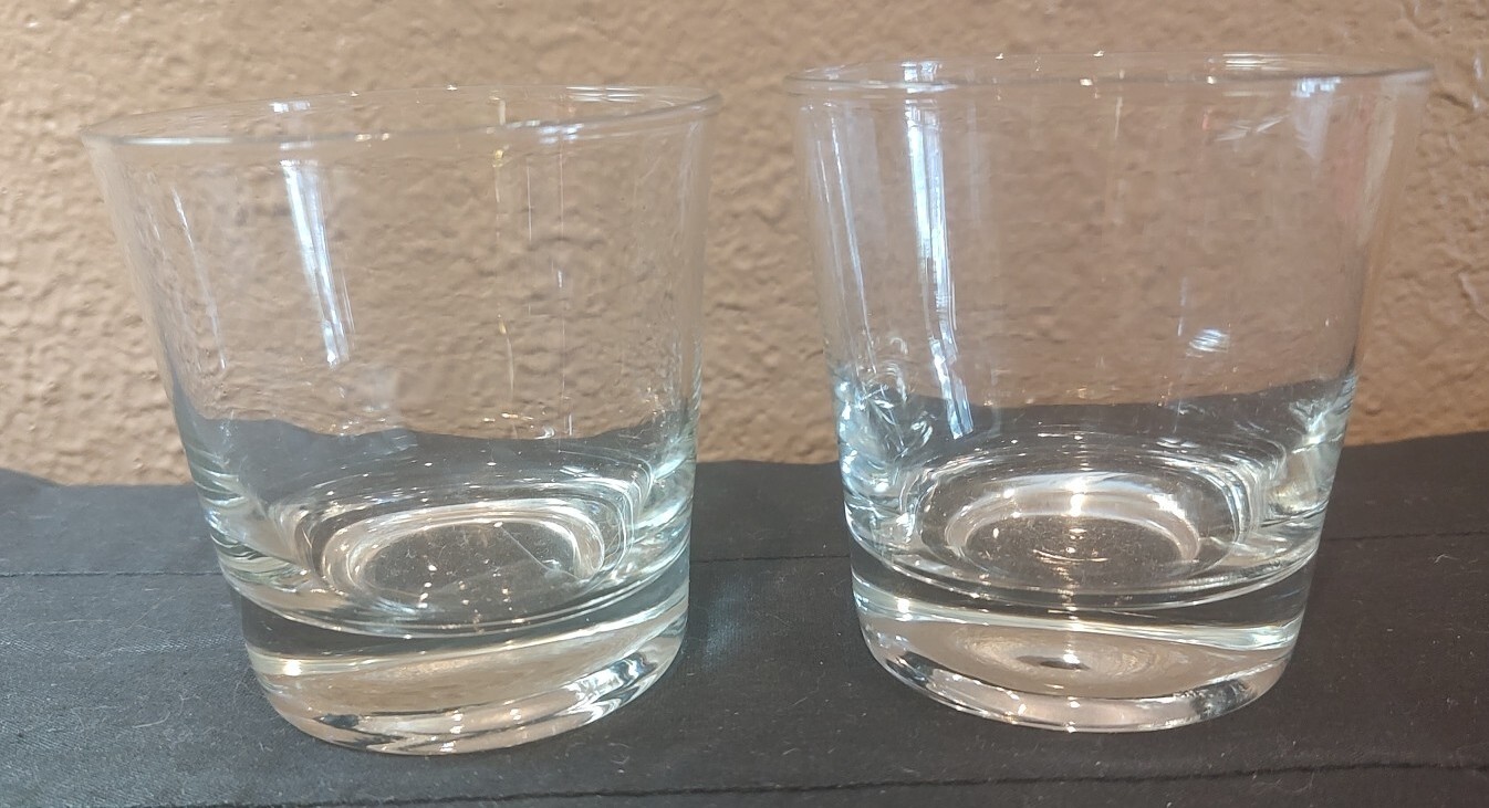 Set of 2 Clear Short Drinking Glasses 8oz Flared Juice Whiskey Wine ...