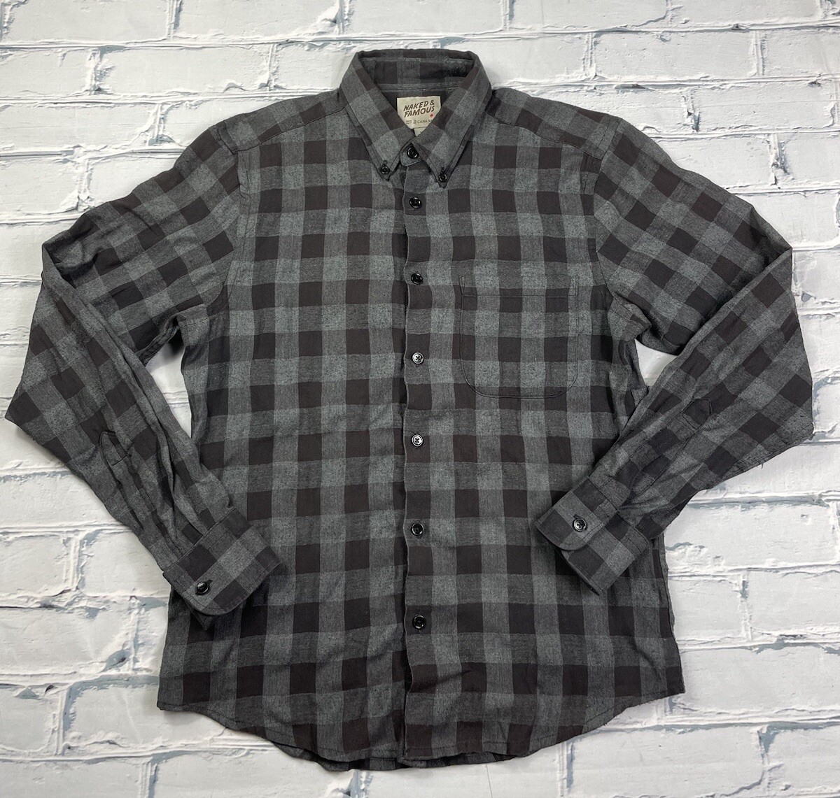 Naked & Famous Flannel Made In Canada Gray Men’s Sz M - Gem