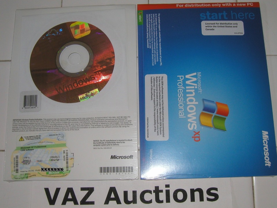 MICROSOFT WINDOWS XP PROFESSIONAL FULL VERSION w/SP1 & SP3 MS WIN PRO ...