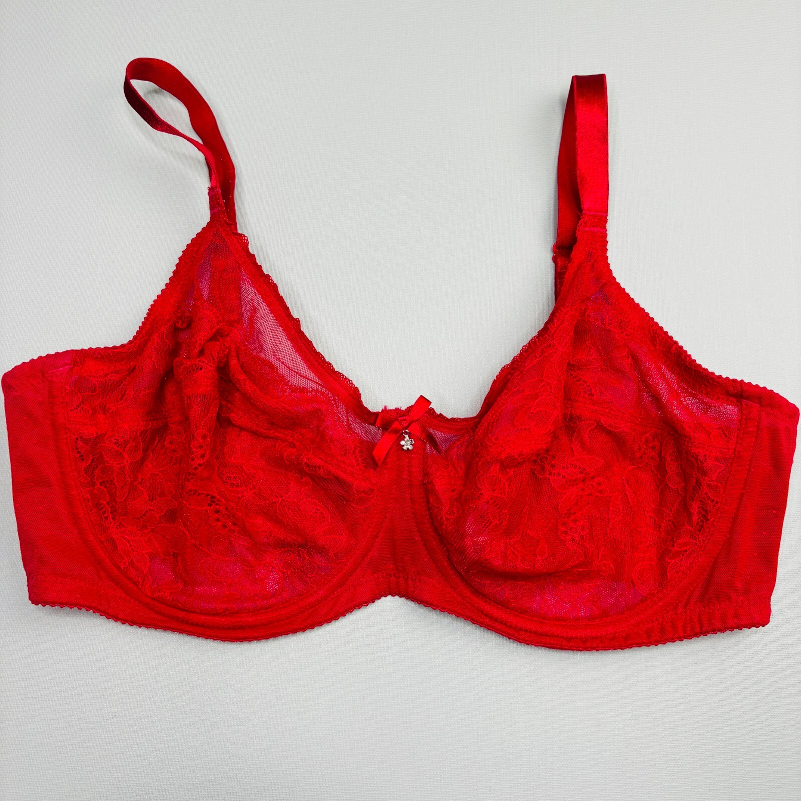 Wacoal Retro Chic Bra 38D Red Lace Unlined Underwire … - Gem