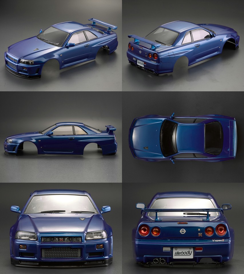 Killerbody 1/10 RC Painted Nissan Skyline BNR34 195mm Touring Drift Car ...